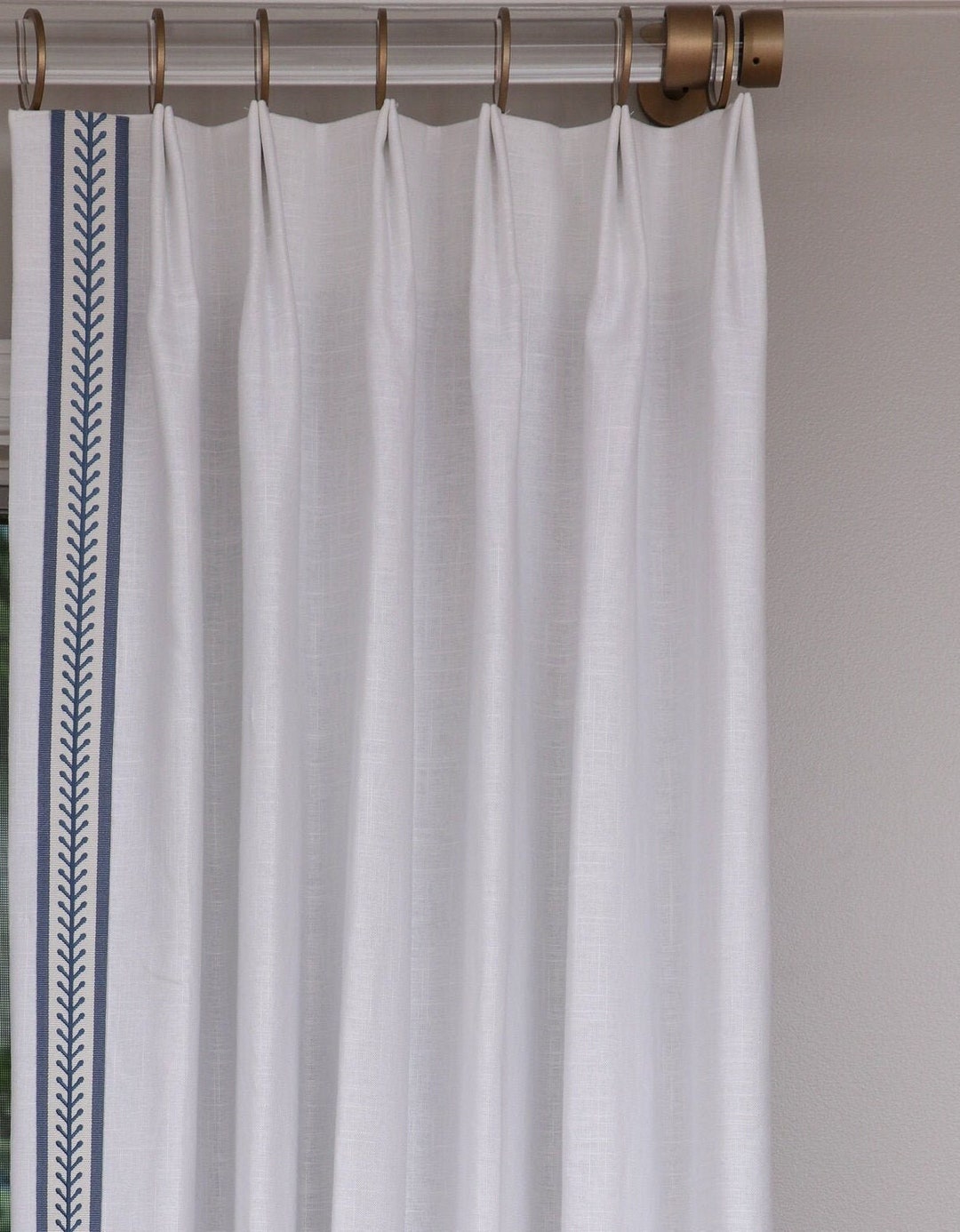 Embroidered Floral Trim in "branch" on Custom Linen Drapes | 2 Inch ...