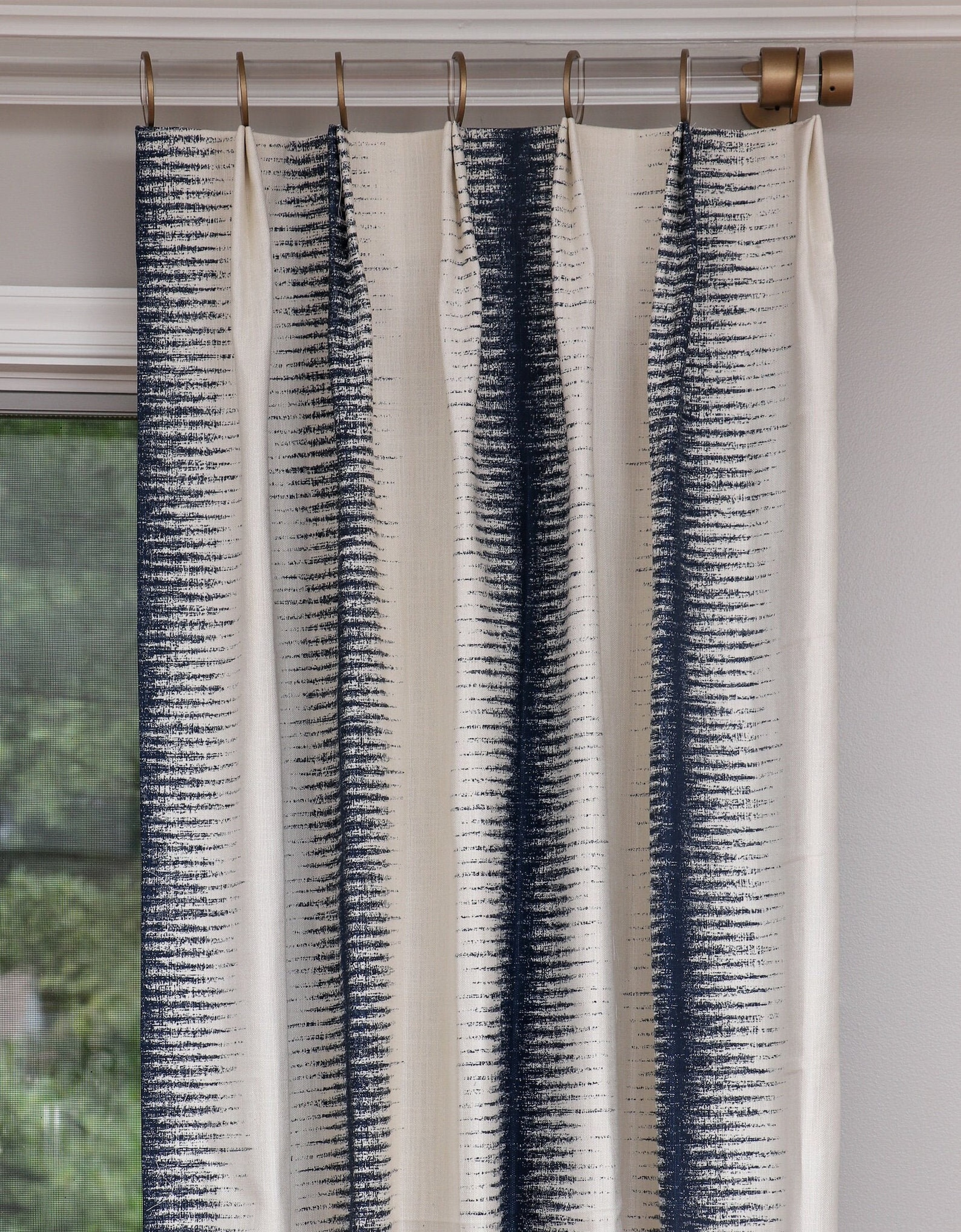 Blurred Stripe Drapery Panels - Made-to-order Curtains With Striped ...