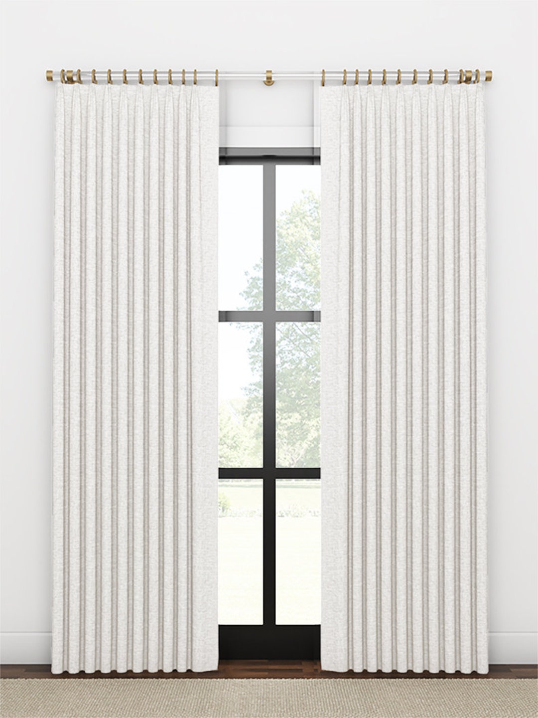 Euro Pleats Drapery Panel - Double Width Linen Curtains - Custom ...