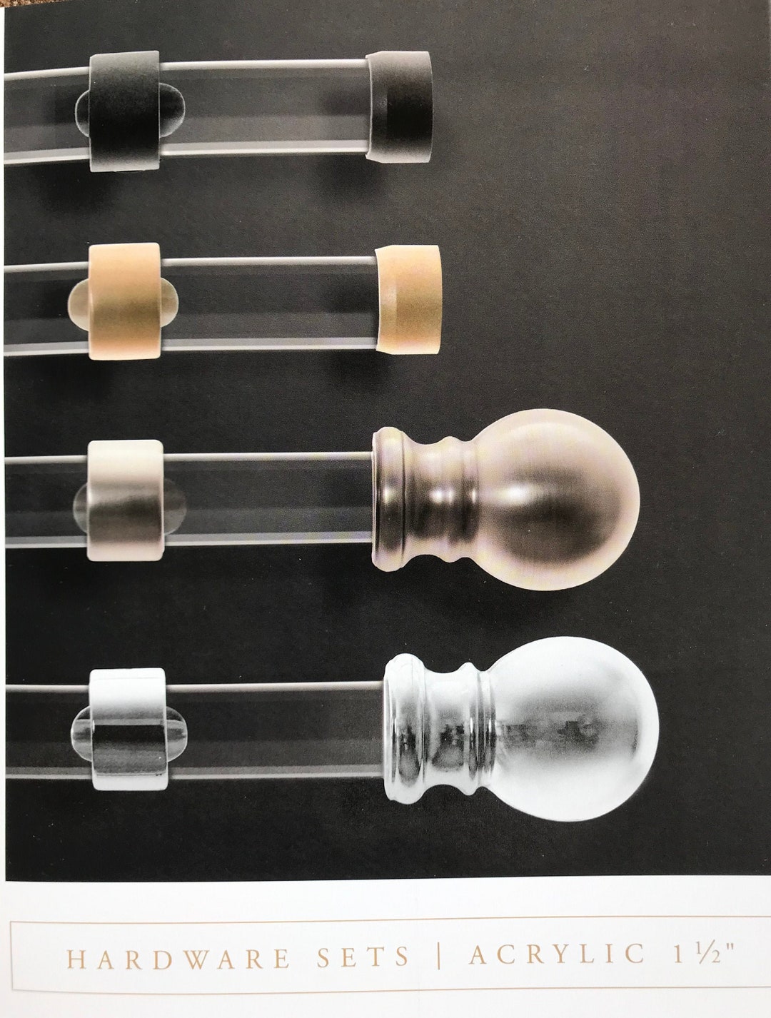 Acrylic Poles With Metal Accents. 1.1/2" Diameter. Sophisticated ...