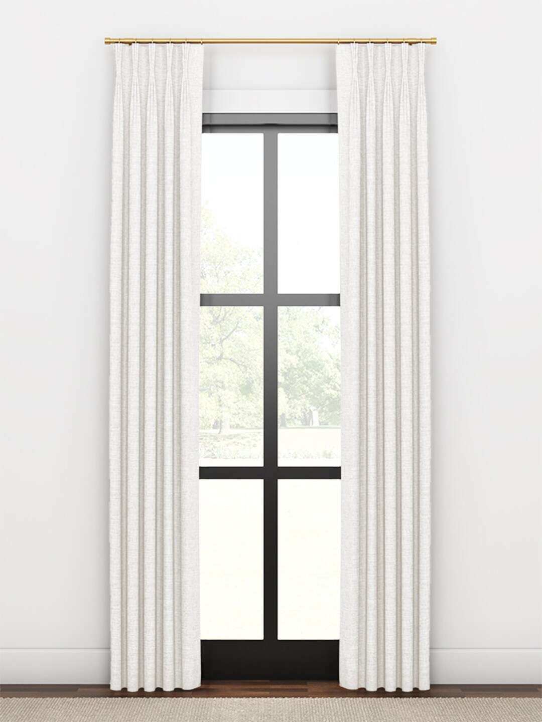 WHITE Linen Pinched Pleat Curtains - Single Width Linen Curtains ...