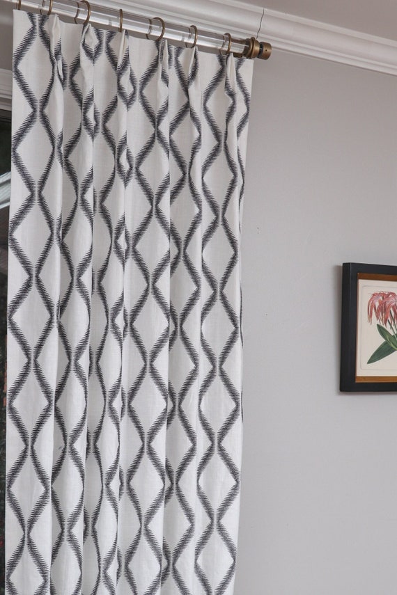 Embroidery Diamond Pattern Drapery Made to Order. Exclusive - Etsy