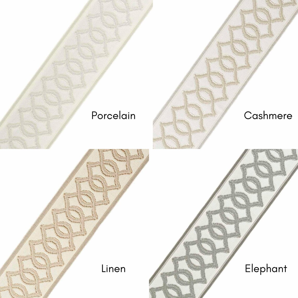 Custom Linen Drapes With Overlapping Geometric Trim 2 3/4 | Etsy