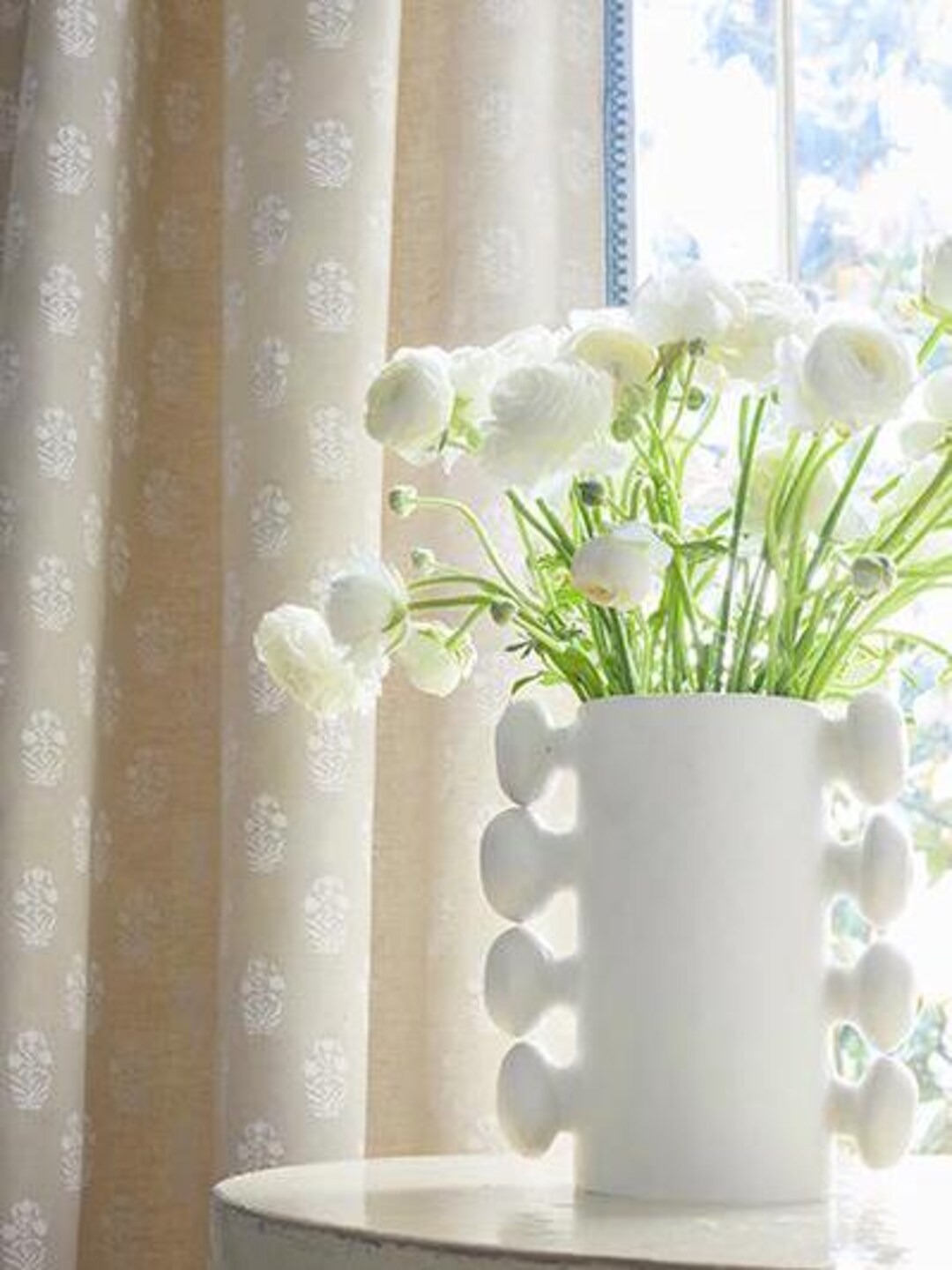 Thibaut Corwin Drapery Panel, Shown in White on Natural. Calico Drapery ...