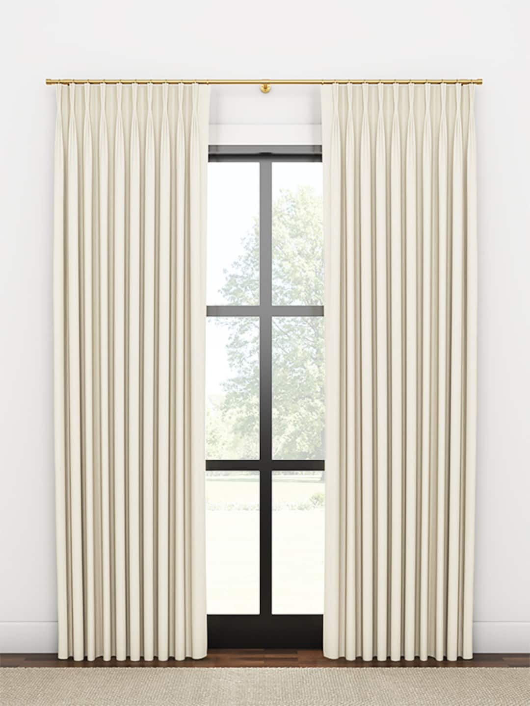 OFF-WHITE Euro Pleats or Pinched Pleat Curtains - Double Width Linen ...