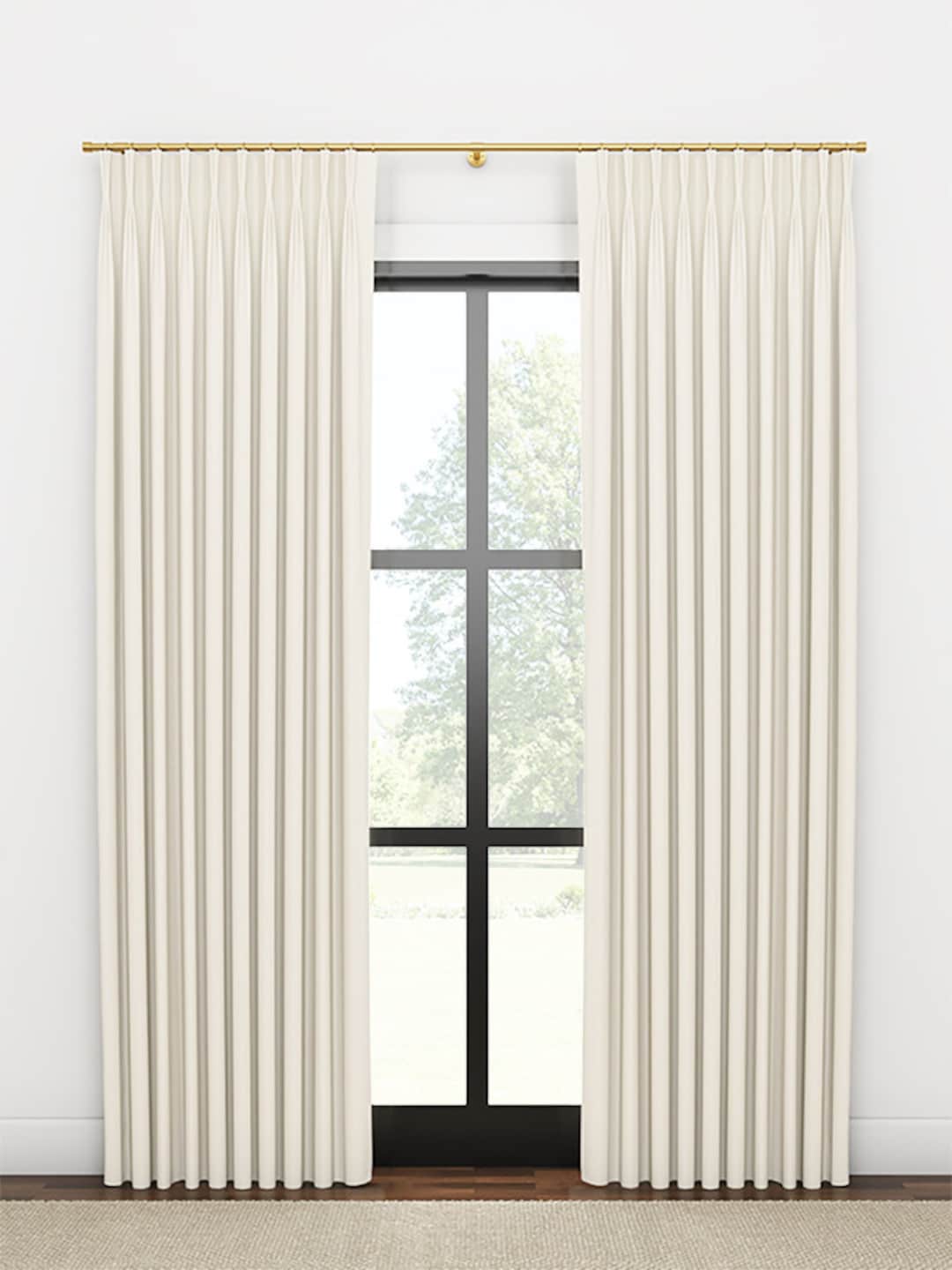 WHITE Euro or Pinched Pleated Curtains - Linen Handmade Custom Drapes ...