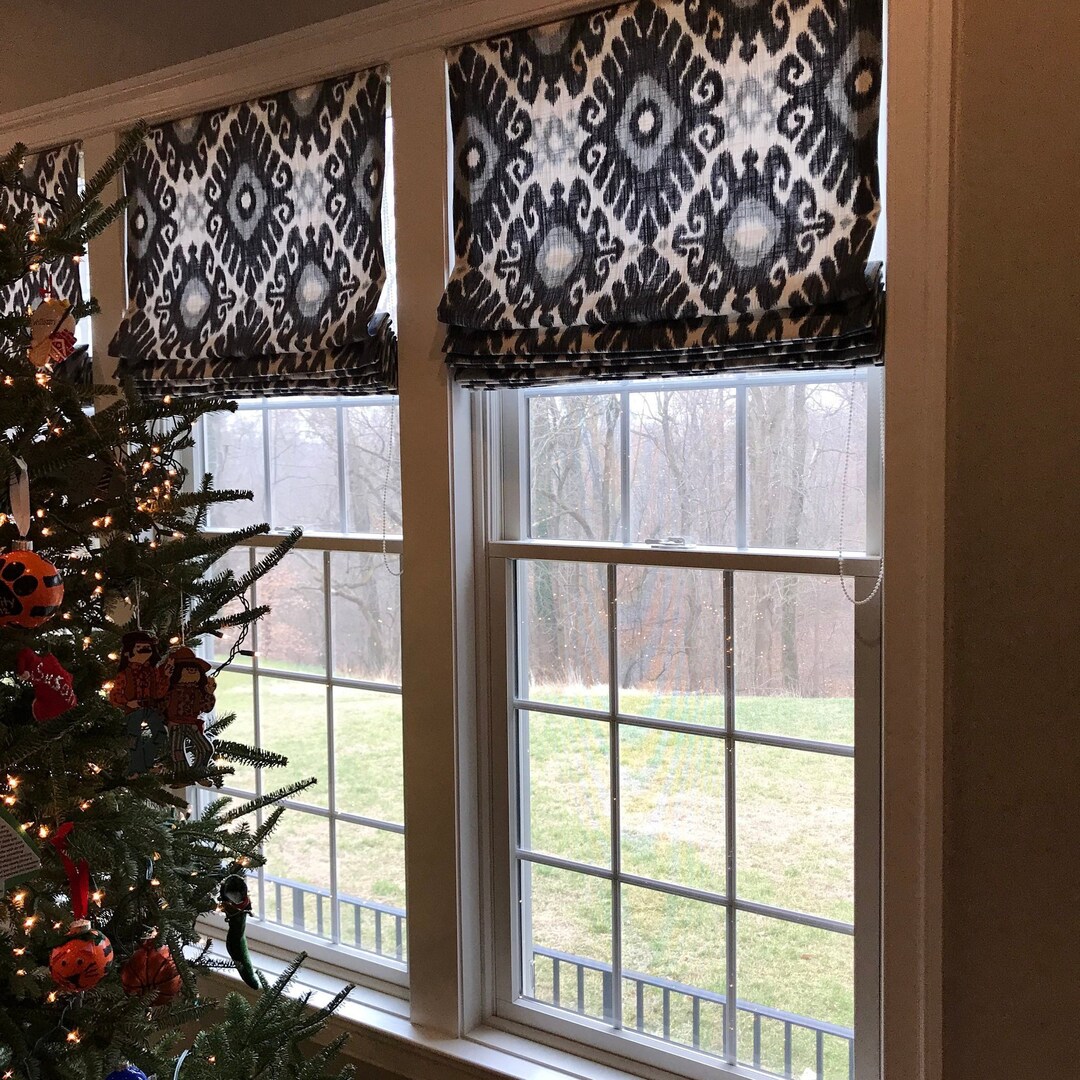 Custom Roman Shades in Abstract Damask Pattern - Cordless or Clutch ...