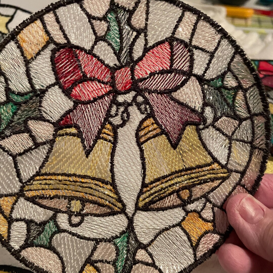 Embroidered Stained Glass Ornament: Window Decor CLOSROUT!! - Etsy