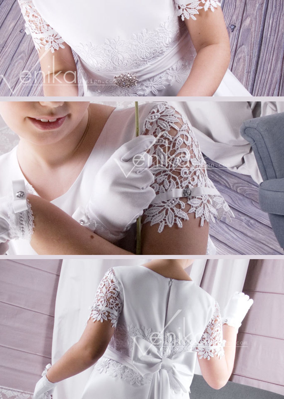 Delicate and Simple Communion Dress in White or Ivory With Beautiful ...