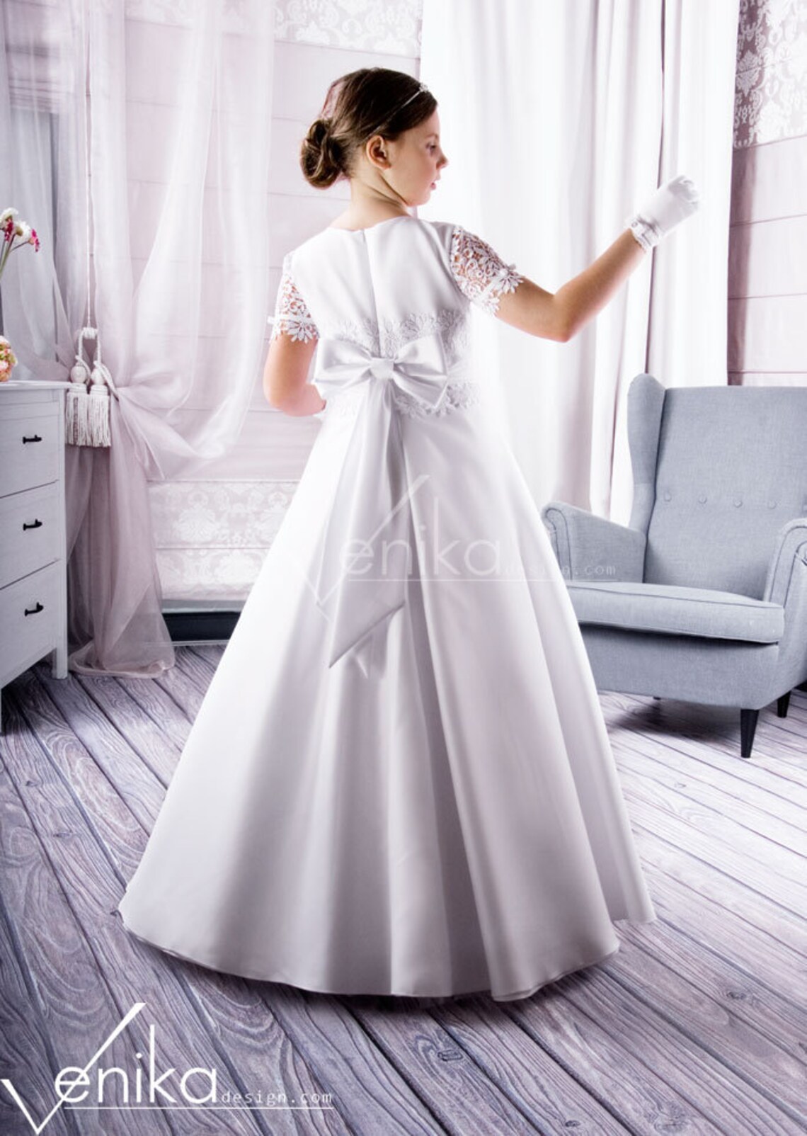 Delicate and Simple Communion Dress in White or Ivory With Beautiful ...
