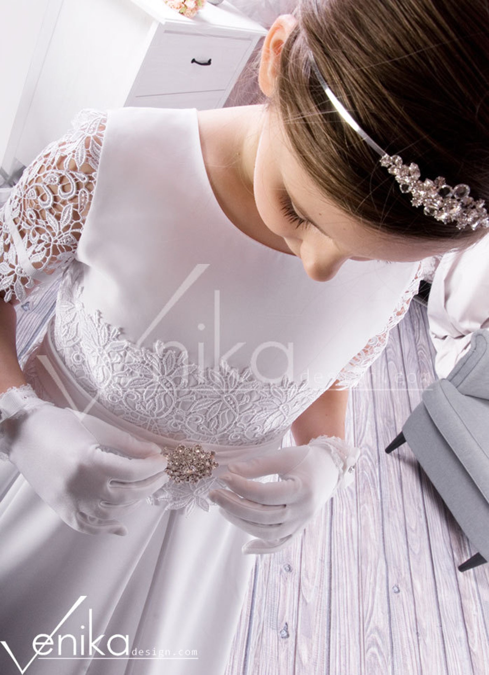 Delicate and Simple Communion Dress in White or Ivory With Beautiful ...