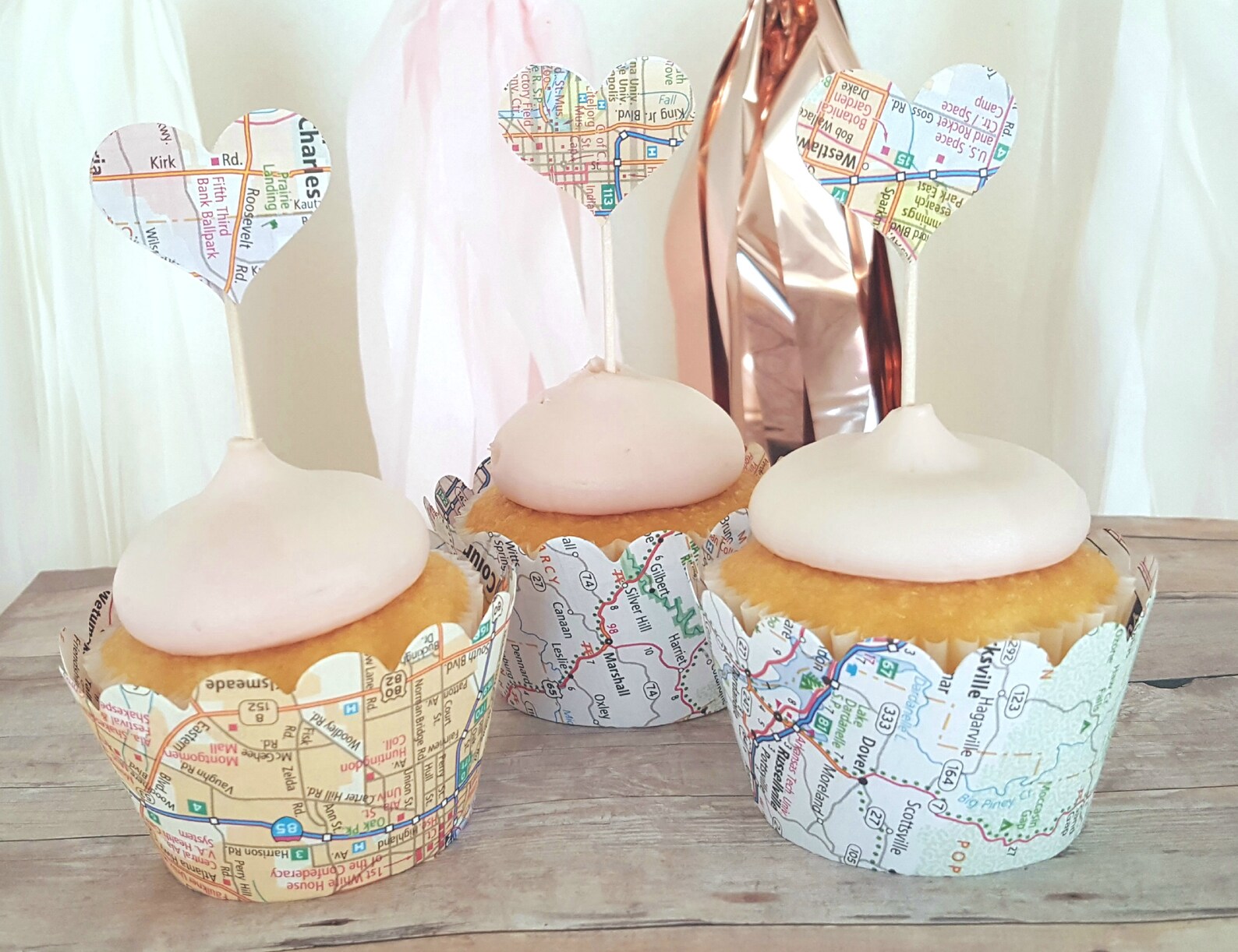 Map Cupcake Wrapperscupcake Wrappersmap Decorationsbridal - Etsy