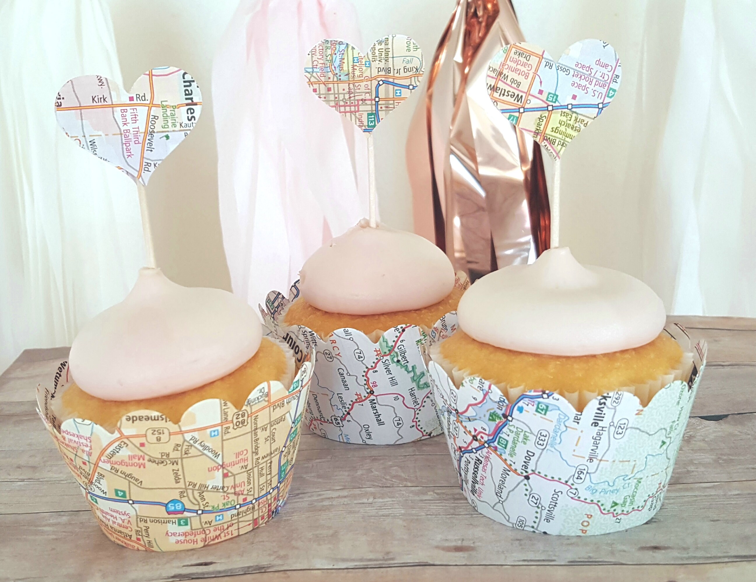 Map Cupcake Wrapperscupcake Wrappersmap Decorationsbridal - Etsy