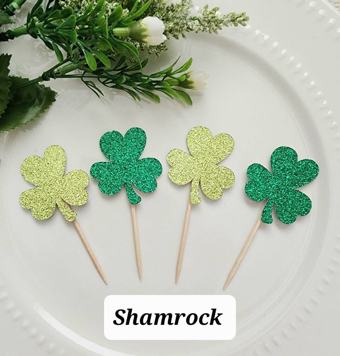 Shamrock Cupcake Toppers,st Patrick's Day Cupcake Toppers,clover ...