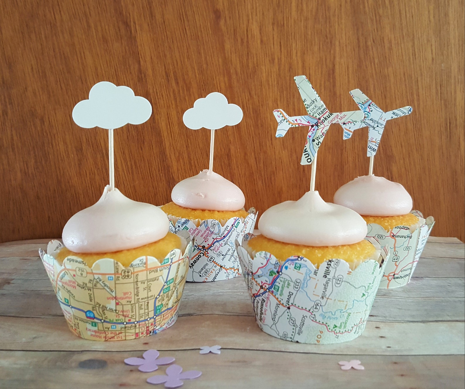Map Cupcake Wrapperscupcake Wrappersmap Decorationsbridal - Etsy