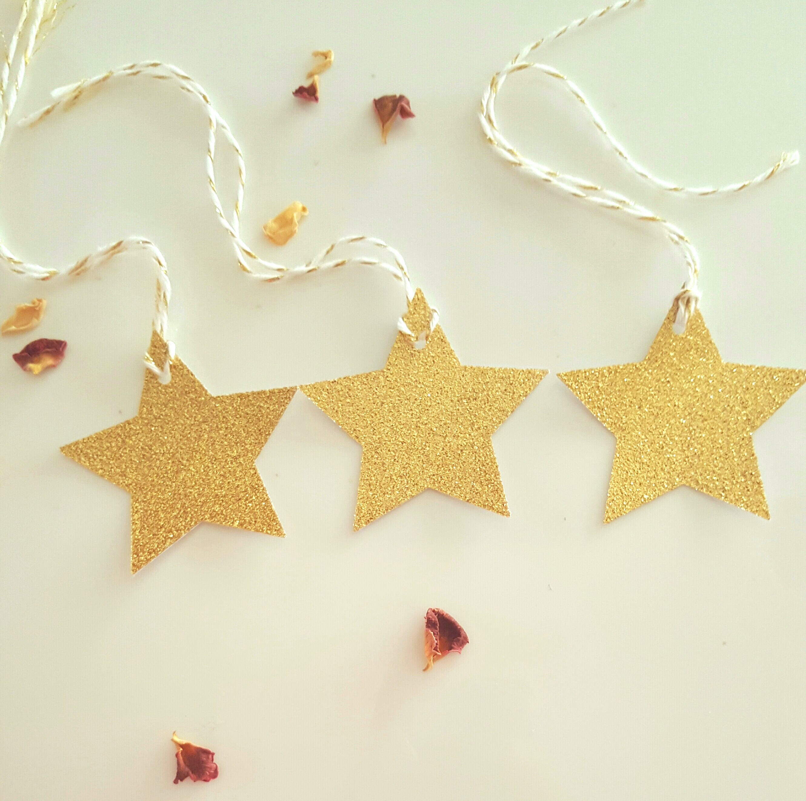 Gold Star Tags/christmas Gift Tags/star Gift Tags/gold Glitter - Etsy