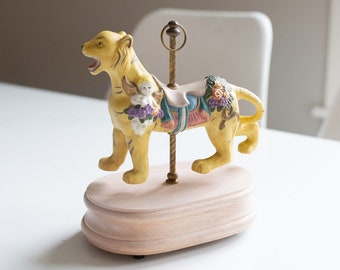 Tiger and Lion Vintage Carousel Music Box Set - Etsy
