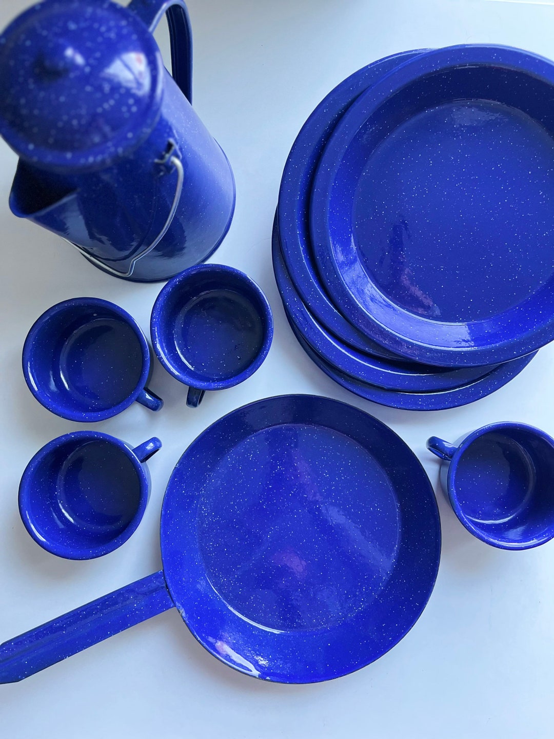 Blue Speckled Cooking Enamelware for Camping - Etsy
