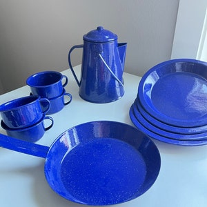 Blue Speckled Cooking Enamelware for Camping - Etsy