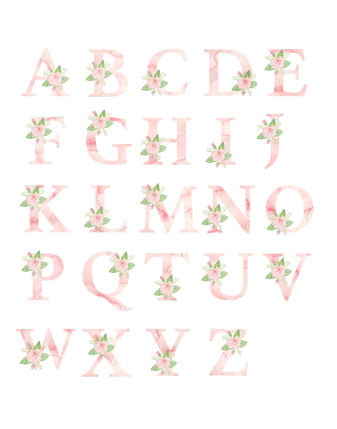 Floral Monogram Letter Printable | Instant Download Floral Nursery Set ...