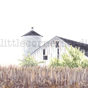 Printable Farmhouse Watercolor | Instant Download of White Barn ...