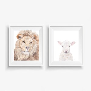 Lion and Lamb Art | Set of Fine Art Prints | Lion Portrait and Lamb ...