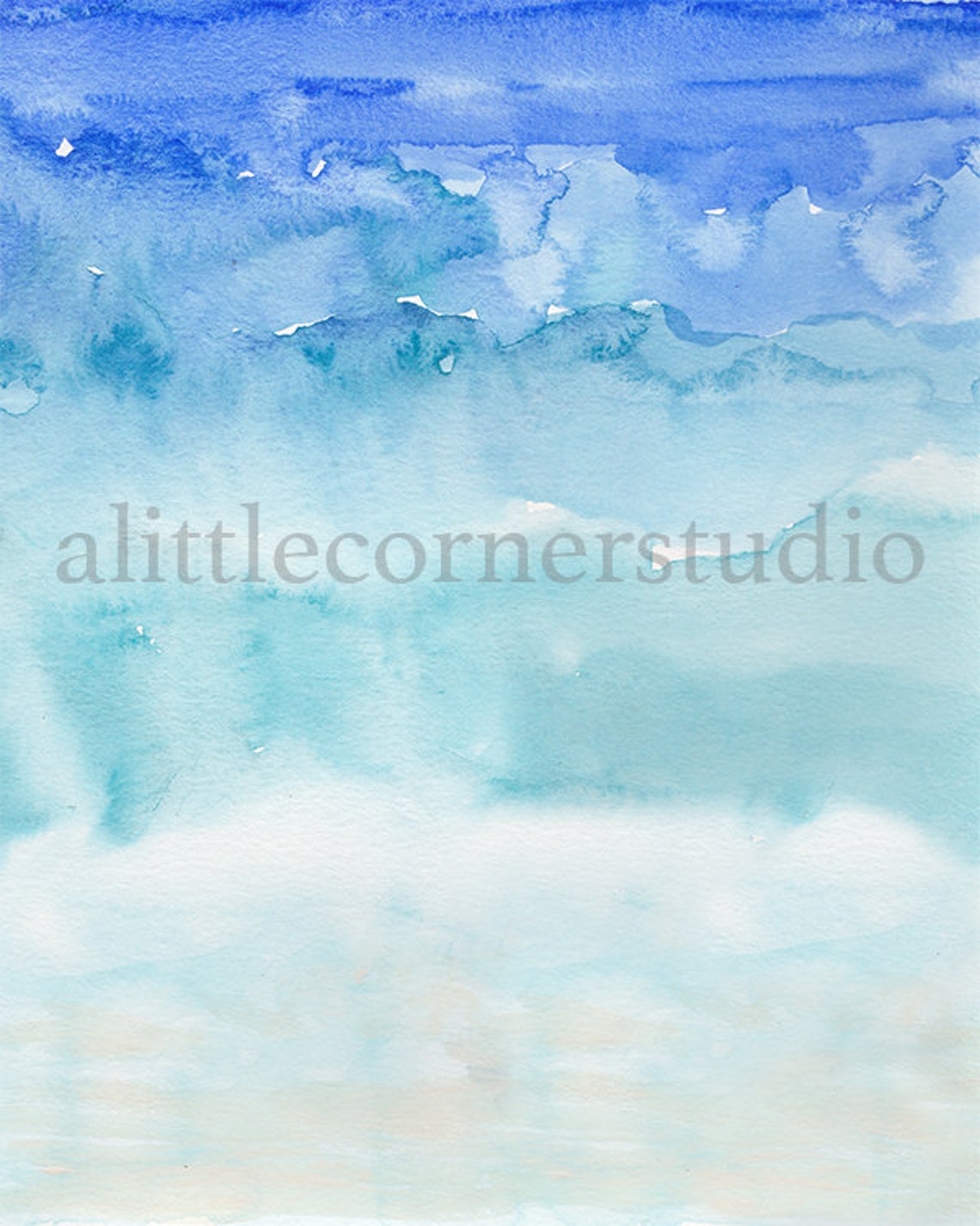 Abstract Ocean Waves Painting Fine Art Print of Watercolor | Etsy