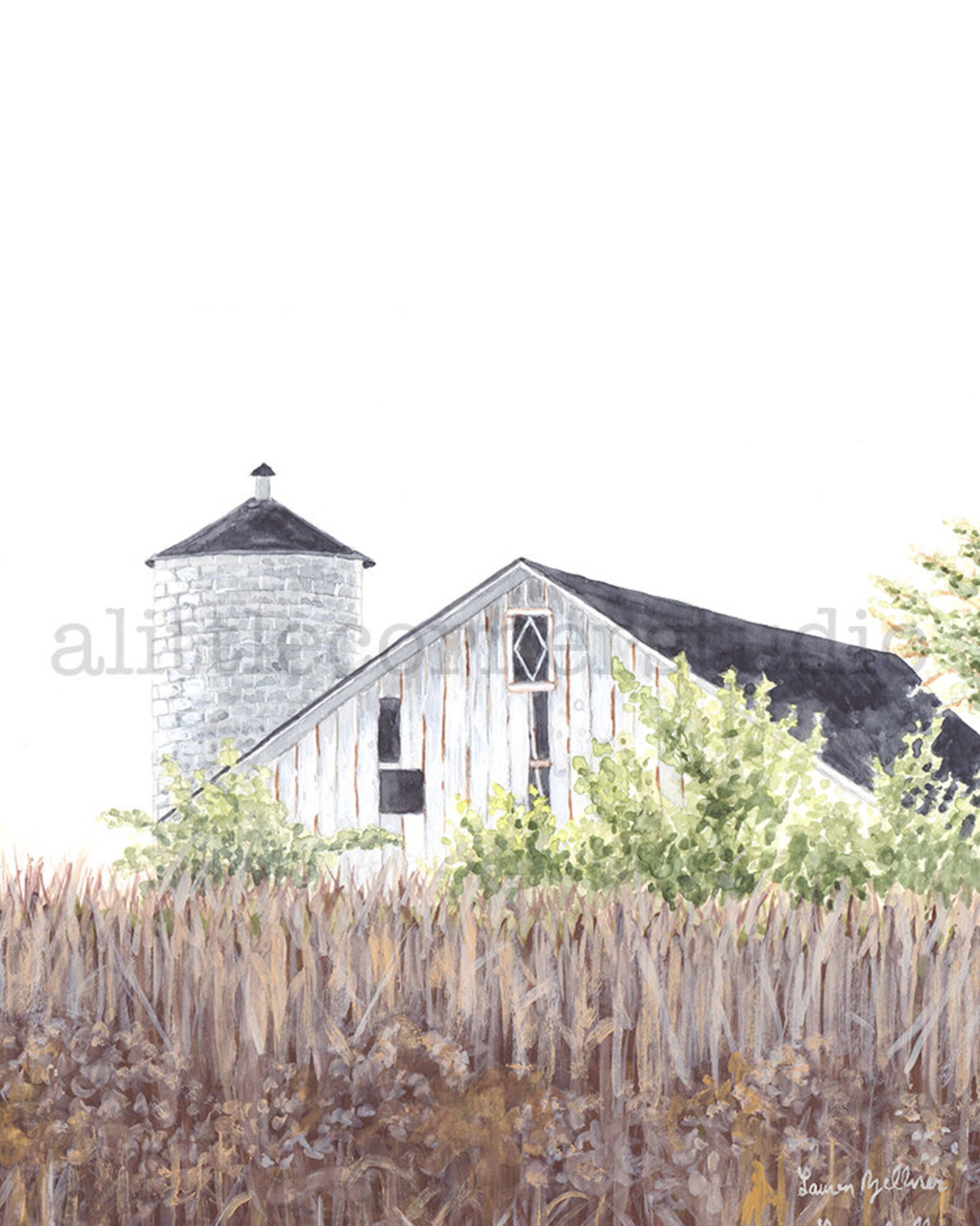 Printable Farmhouse Watercolor Instant Download of White - Etsy