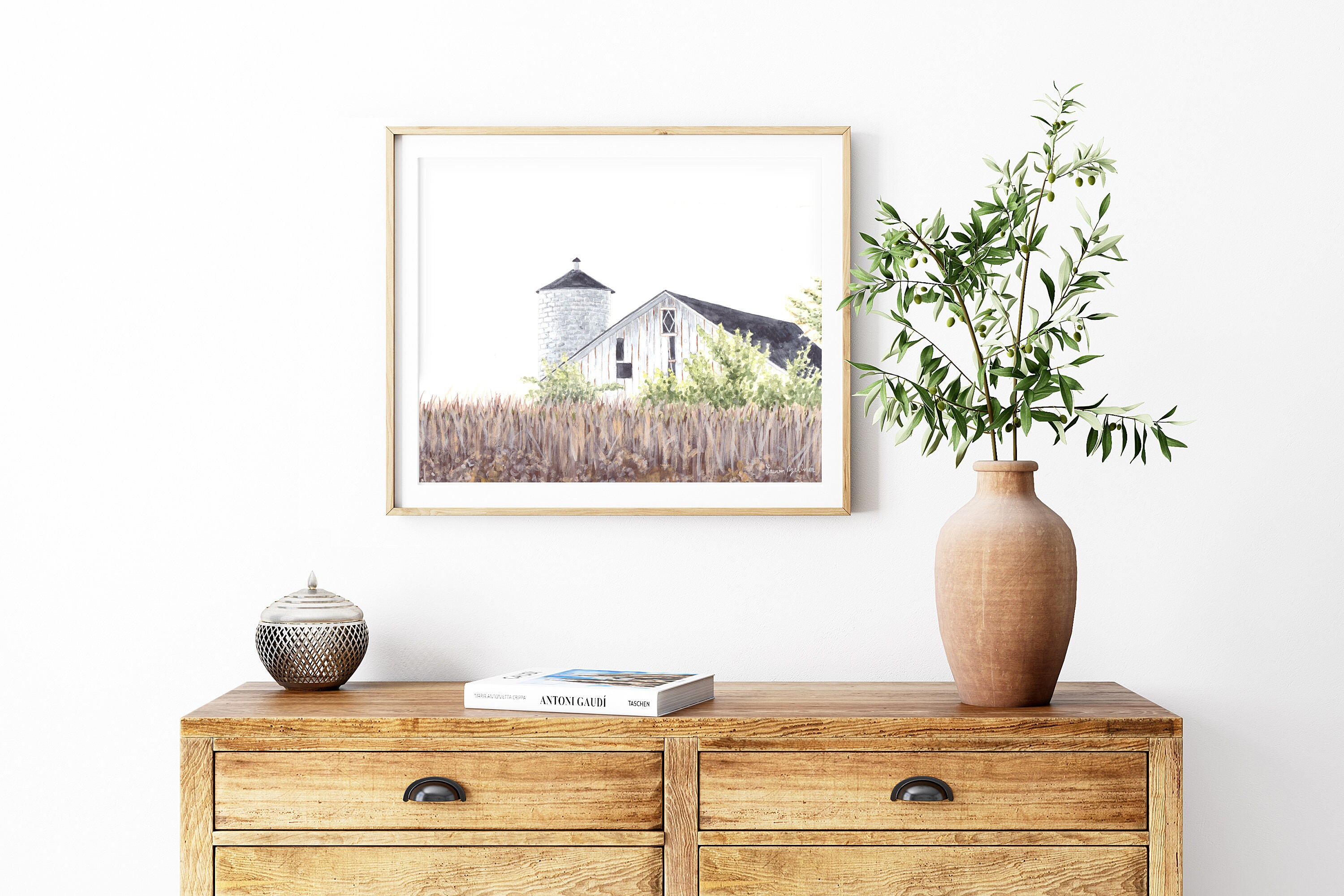 Printable Farmhouse Watercolor | Instant Download of White Barn ...