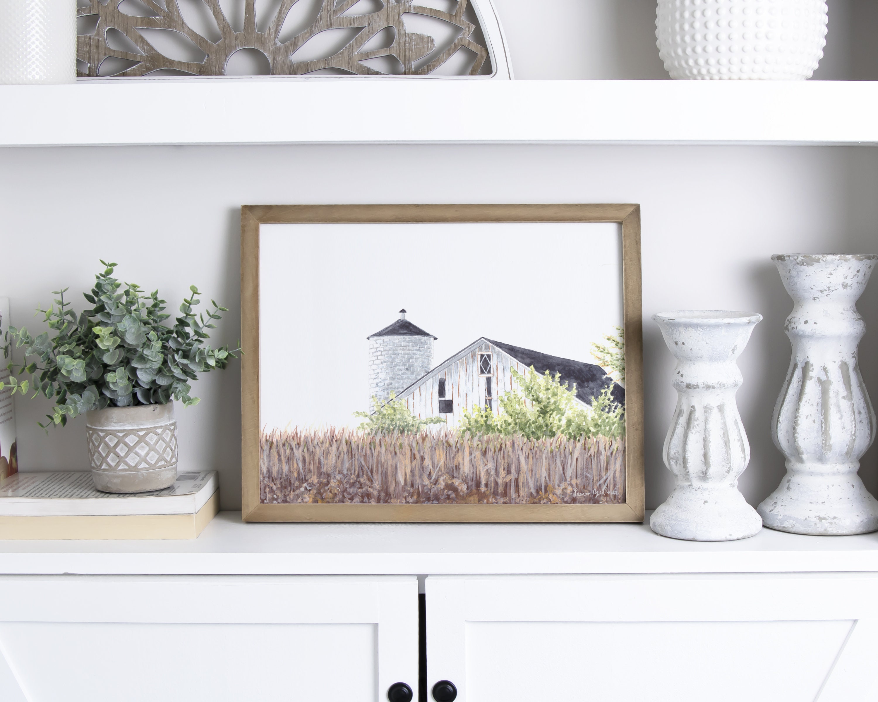 Printable Farmhouse Watercolor | Instant Download of White Barn ...