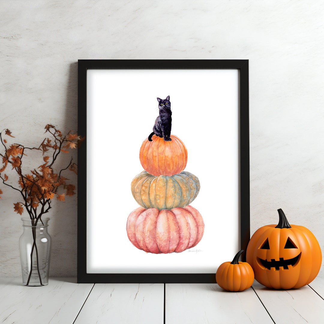 Digital Download | Halloween Painting | Halloween Wall Art | Black Cat ...
