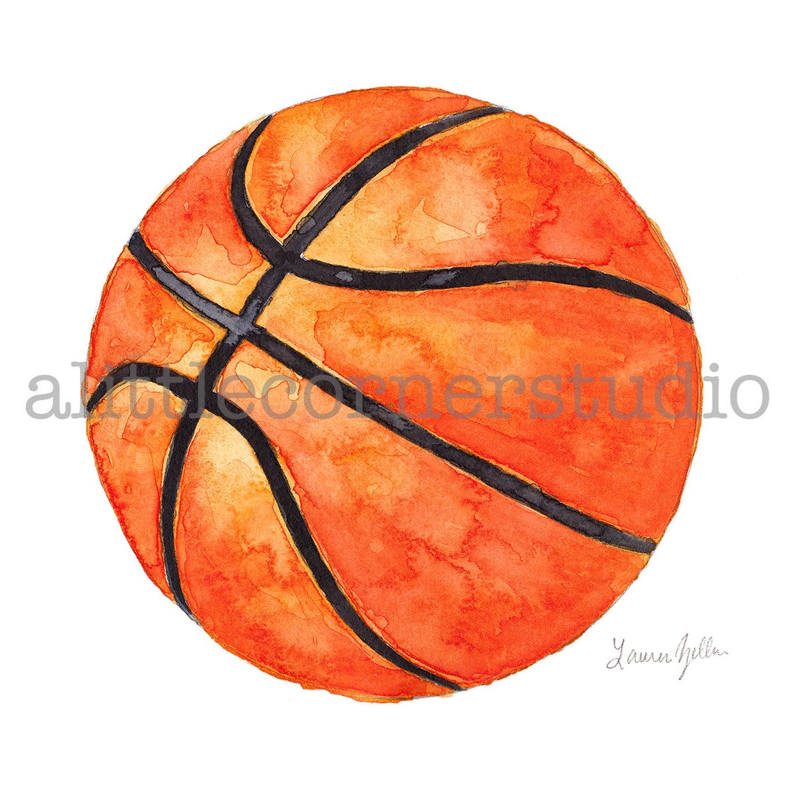 Printable Basketball Painting |.watercolor Sports Ball Wall Art ...