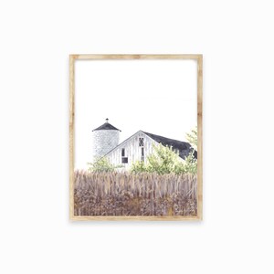 Printable Farmhouse Watercolor | Instant Download of White Barn ...