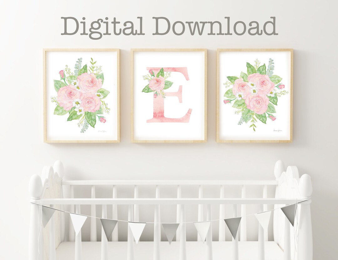 Floral Monogram Letter Printable | Instant Download Floral Nursery Set ...