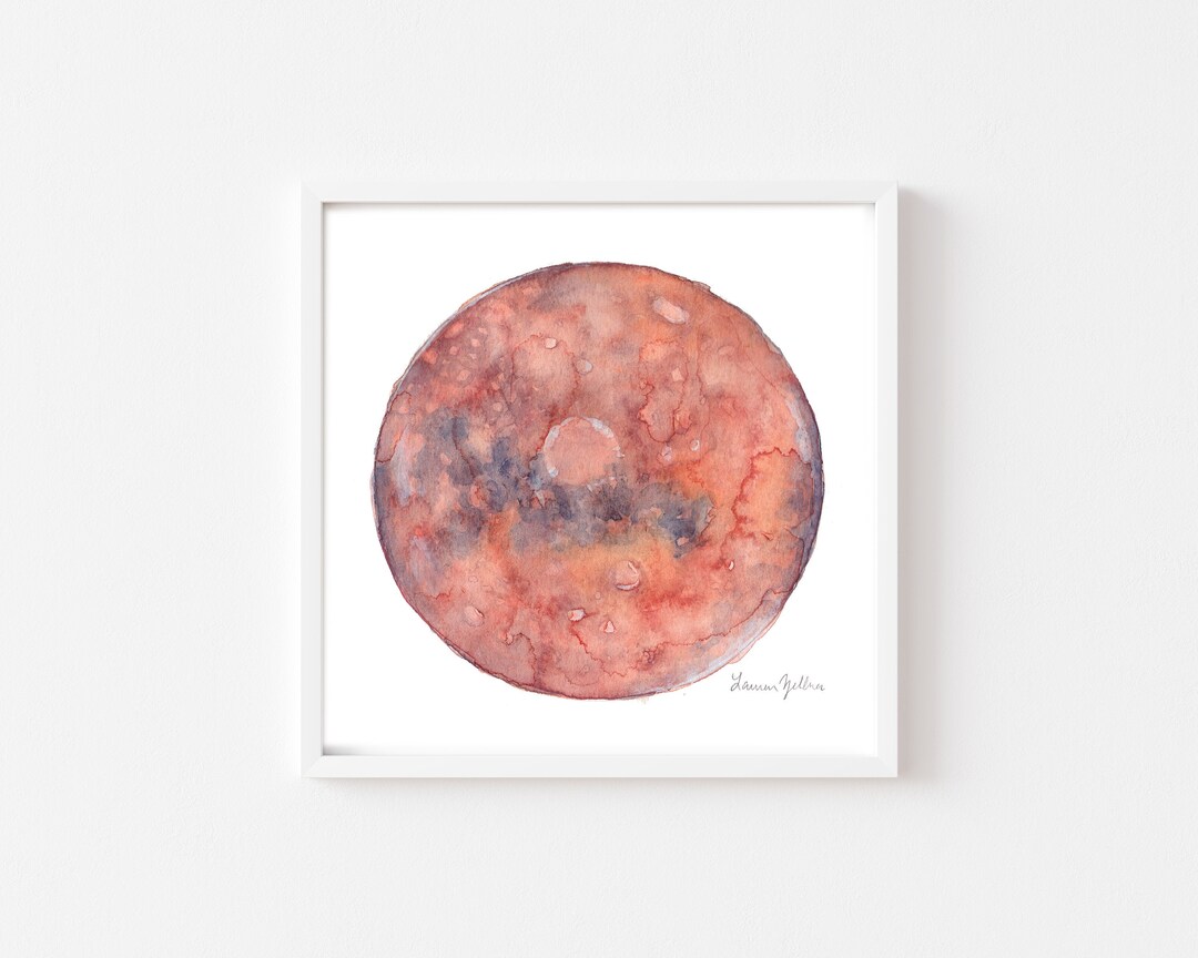 Printable Watercolor Mars Painting | Digital Download Celestial Wall ...