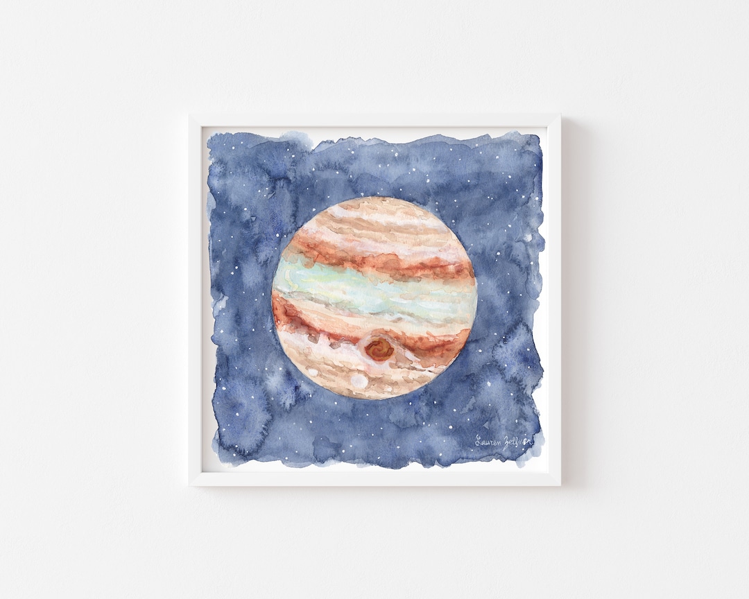 Jupiter Painting | Print of Watercolor Planet | Outer Space Wall Art ...