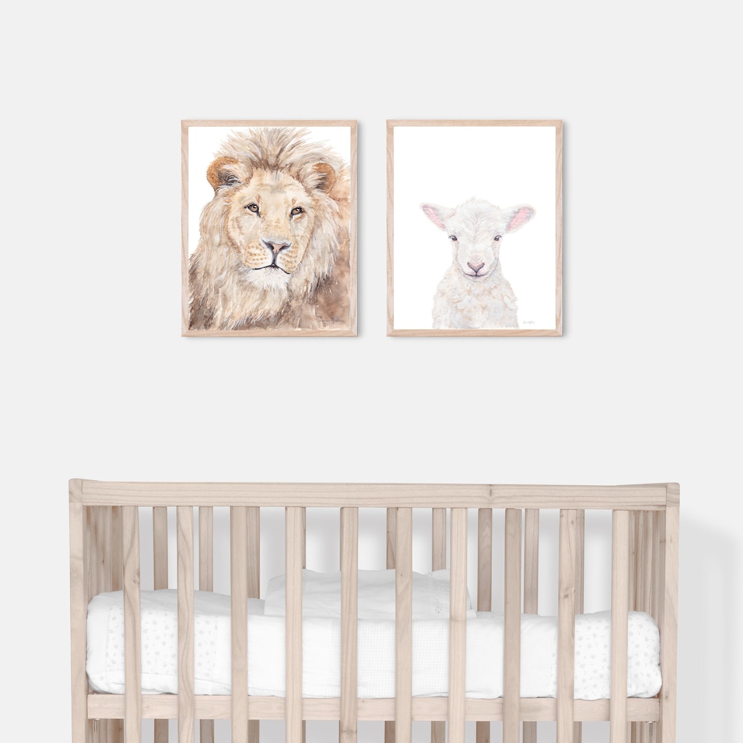 Lion and Lamb Art | Set of Fine Art Prints | Lion Portrait and Lamb ...