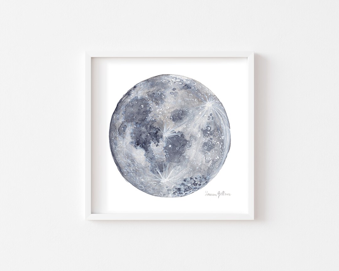 Printable Watercolor Moon Painting | Digital Download Celestial Wall ...