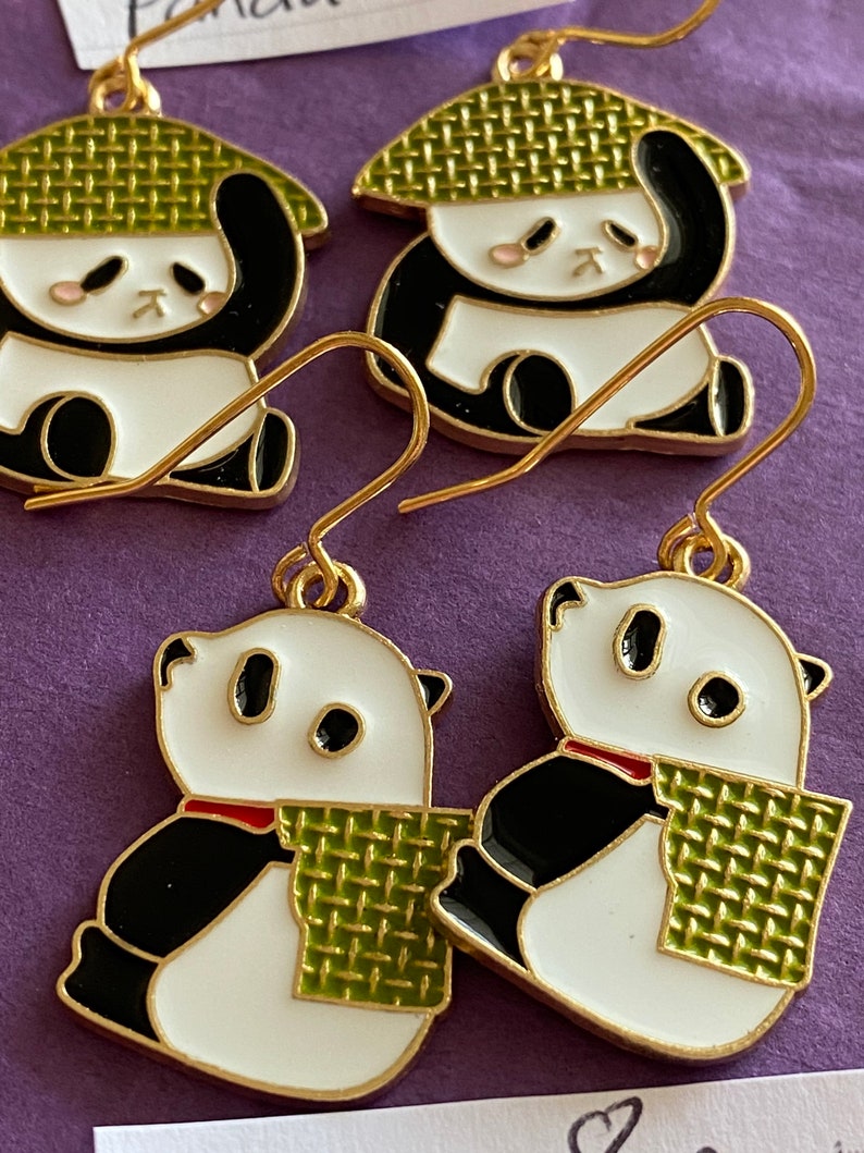 Panda Earrings Panda Jewellery Cute Panda Panda Accessory | Etsy