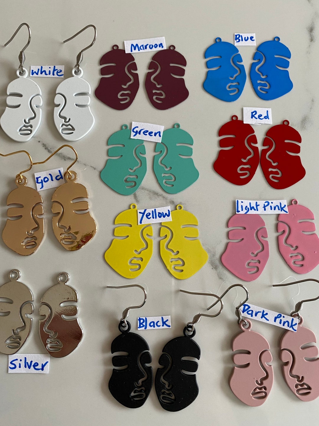 Silver Face Earrings Gold Face Jewellery Gold Face Earrings Face ...