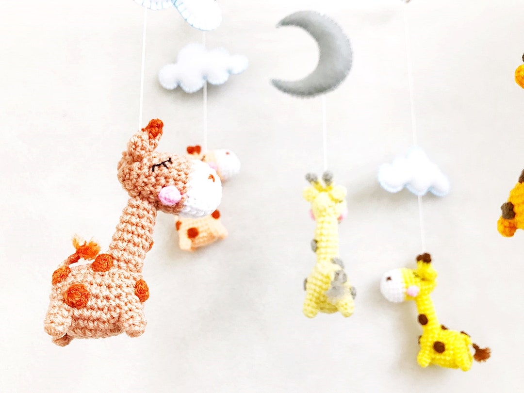 Baby Mobile - Sleepy Giraffe Moon & Cloud, Giraffe Baby Mobile, Crochet ...