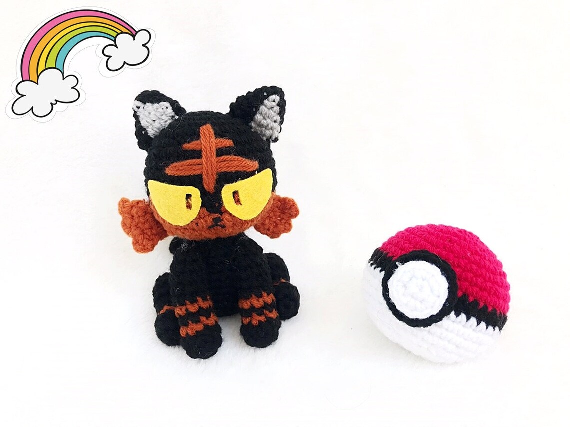 Litten Pokemon Crochet Nursery Decor Pokemon Amigurumi - Etsy