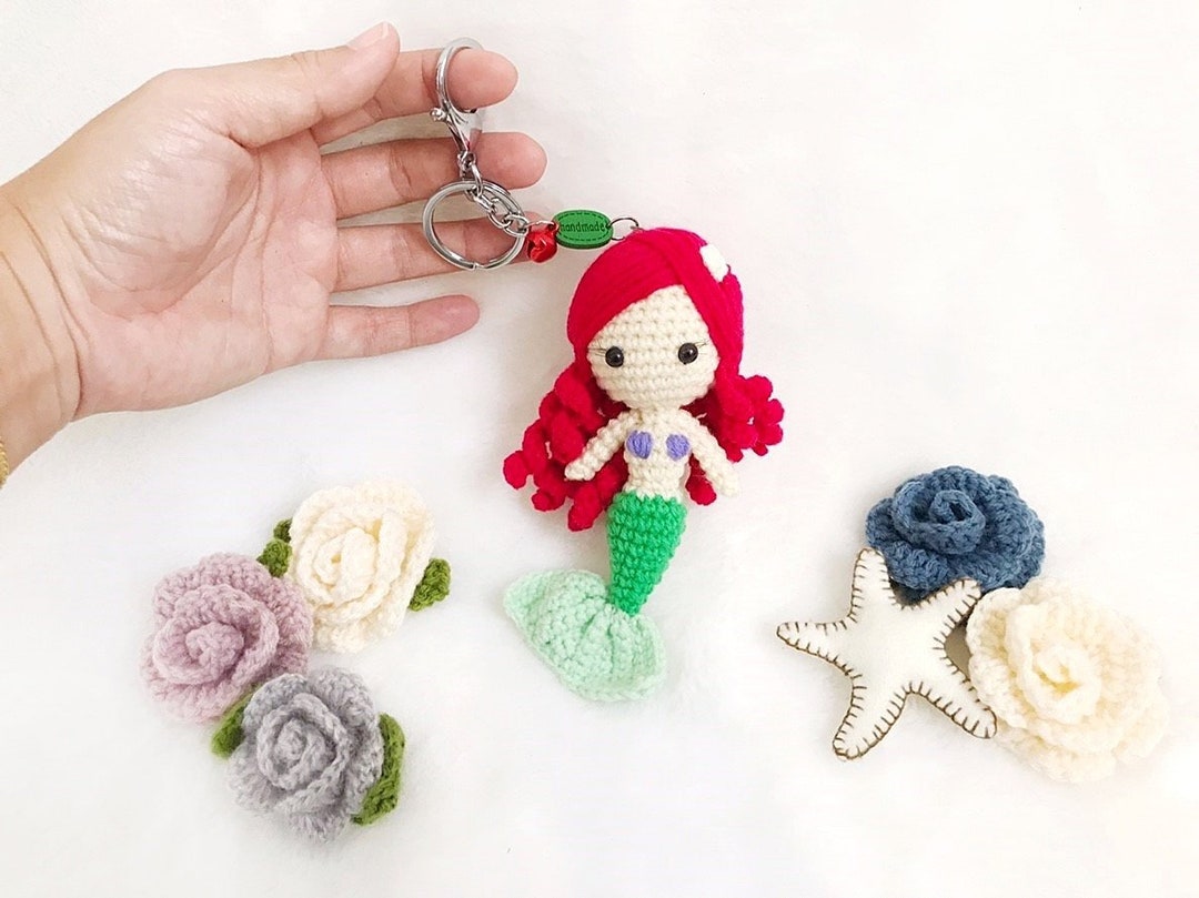 Little Mermaid Princess Key Ring Crochet, Ariel Amigurumi, Crochet ...