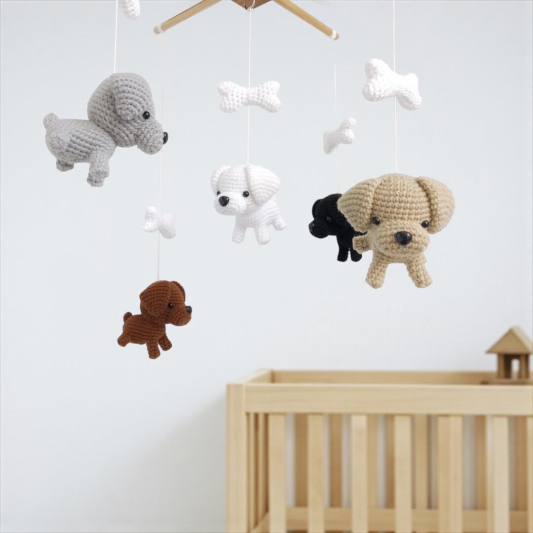 Crochet Labrador Puppy Baby Mobile Set: Nursery Decor - Etsy