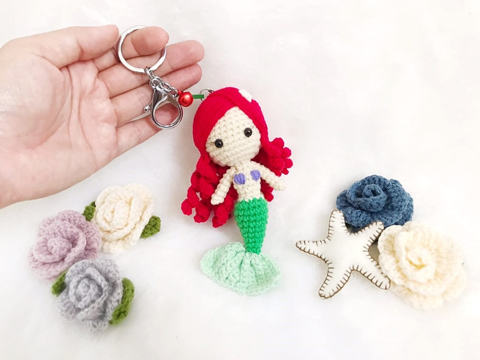 Little Mermaid Princess Key Ring Crochet Ariel Amigurumi | Etsy