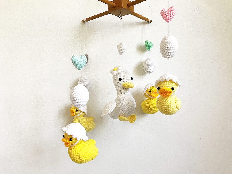 Baby Mobile Ducky Duckling Amigurumi Baby Crib Mobile Duck - Etsy