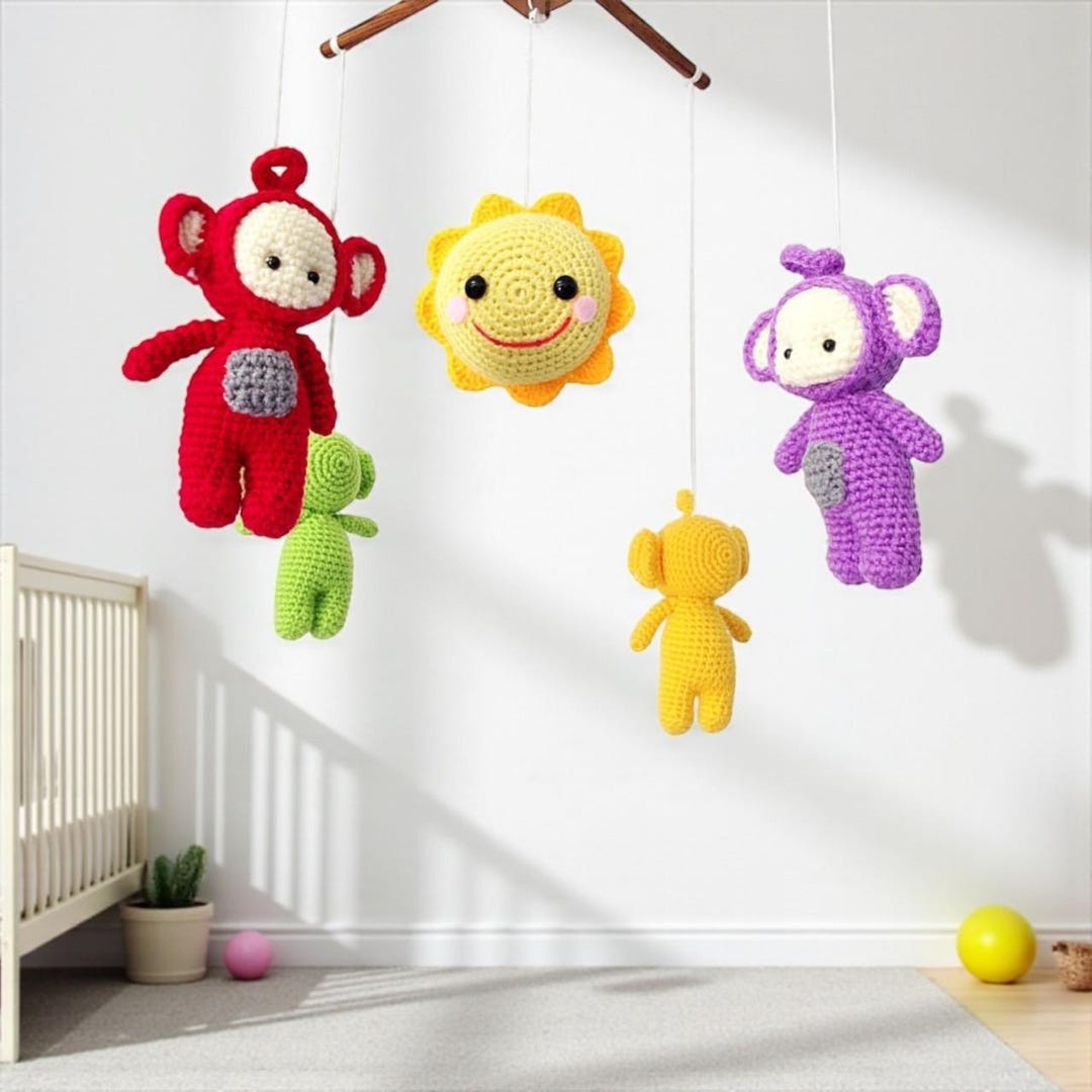 Teletubbies Baby Crib Mobile: Crochet Amigurumi Nursery Decor - Etsy ...