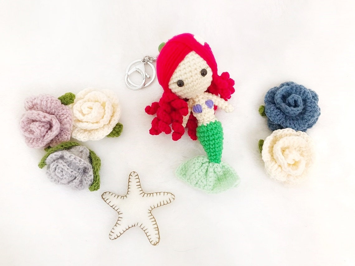 Little Mermaid Princess Key Ring Crochet Ariel Amigurumi | Etsy