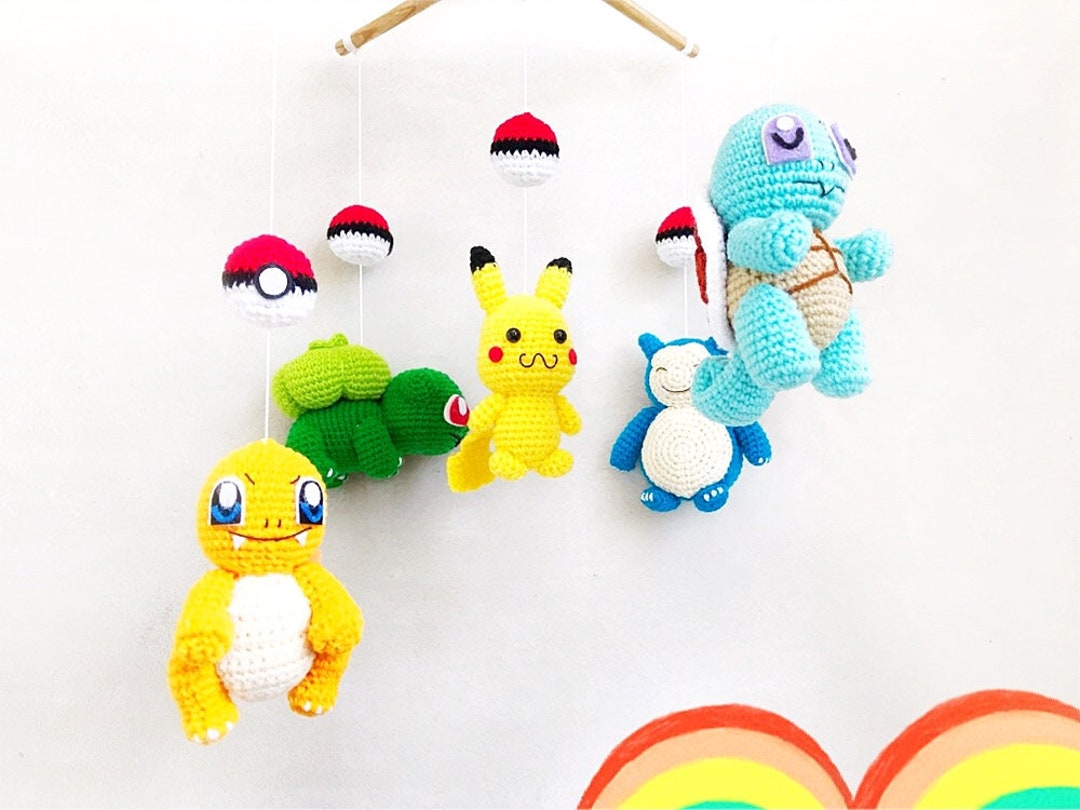 Crib Mobile - Pokemon Set 2 Pikachu, Chamnader, Snorlax, Bulbasaur ...