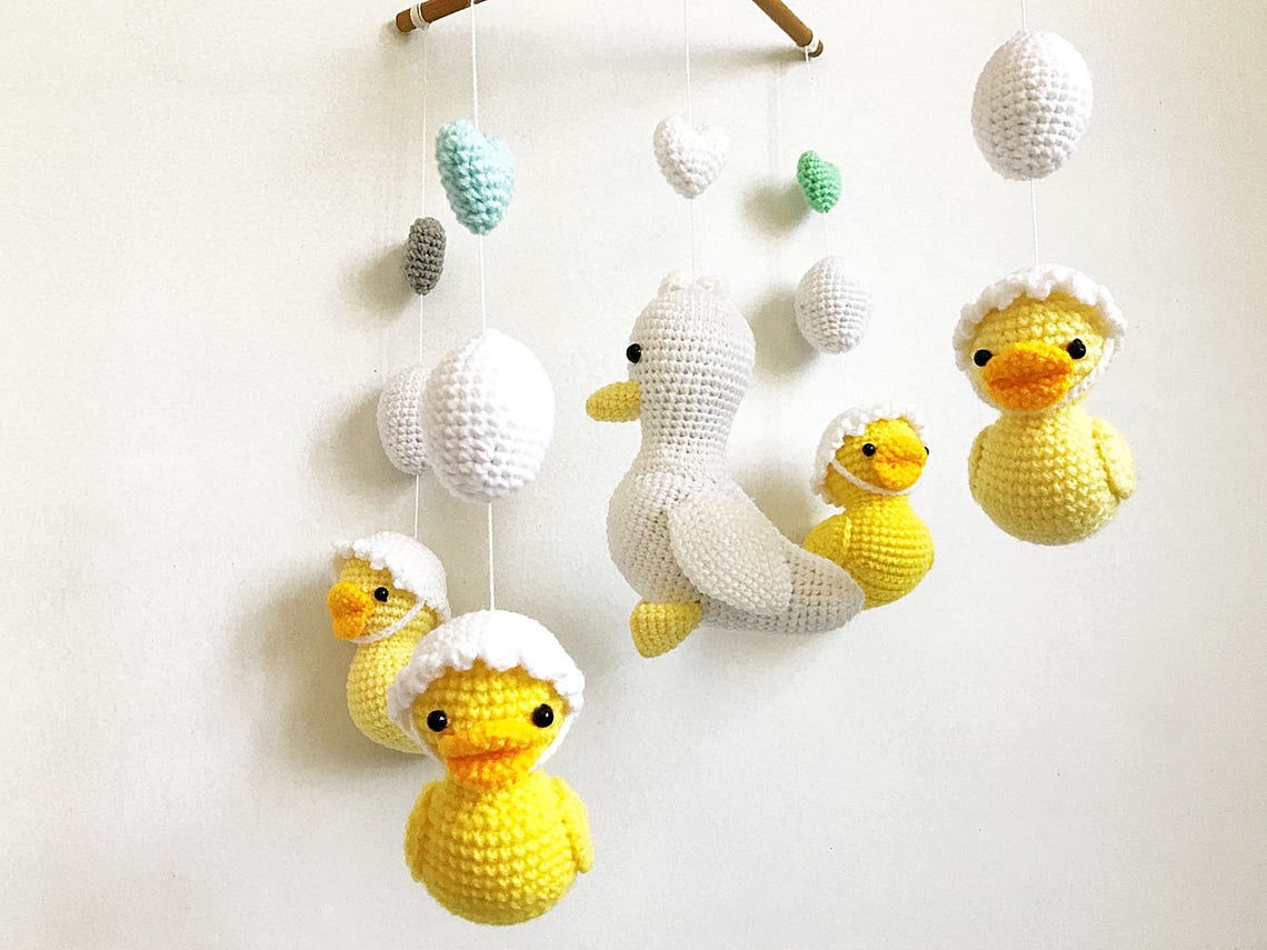 Baby Mobile Ducky Duckling Amigurumi Baby Crib Mobile Duck | Etsy